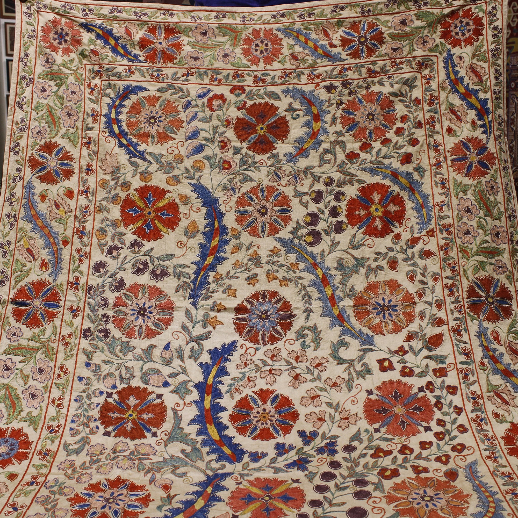 Suzani Bed Cover, Handmade Suzani Bedspread, Silk Suzani Blanket ...