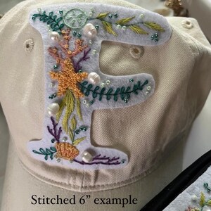 Mermaid Letter E Hand Embroidery Pattern: Sea Theme (digital Download ...