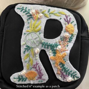 Mermaid Letter E Hand Embroidery Pattern: Sea Theme (digital Download ...