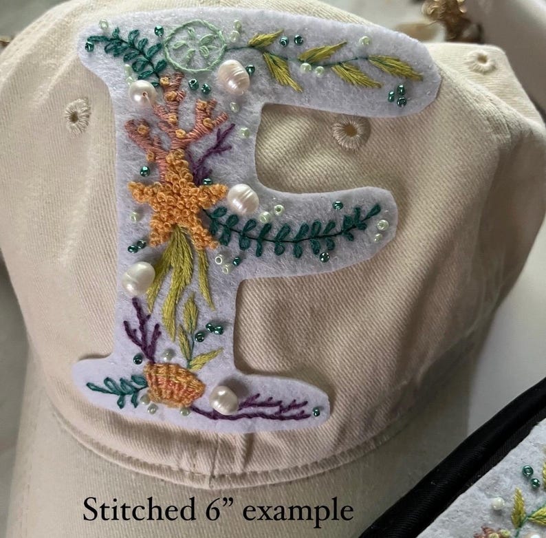 Mermaid Letter C Hand Embroidery Pattern: Sea Theme (digital Download ...