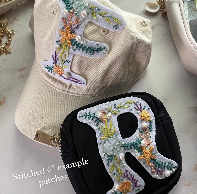 Mermaid Letter E Hand Embroidery Pattern: Sea Theme (digital Download ...