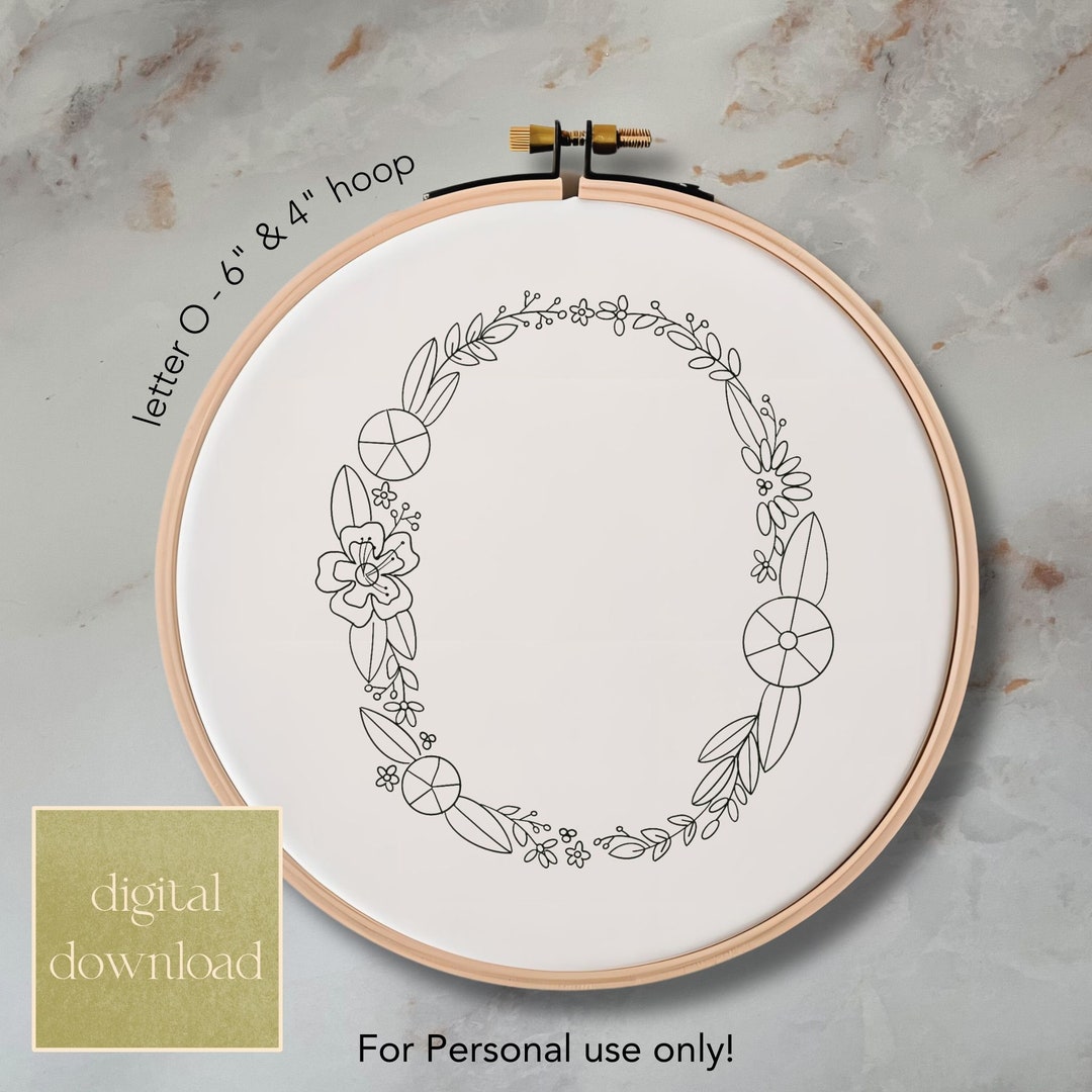 Floral Letter O Hand Embroidery Pattern: Whimsical Design (digital ...