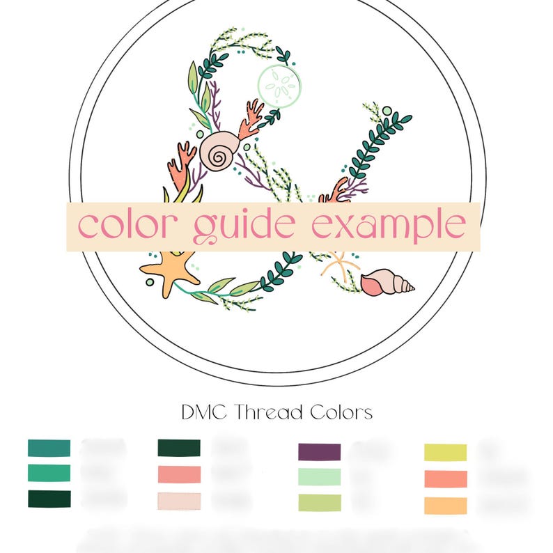 Mermaid Letter C Hand Embroidery Pattern: Sea Theme (digital Download ...