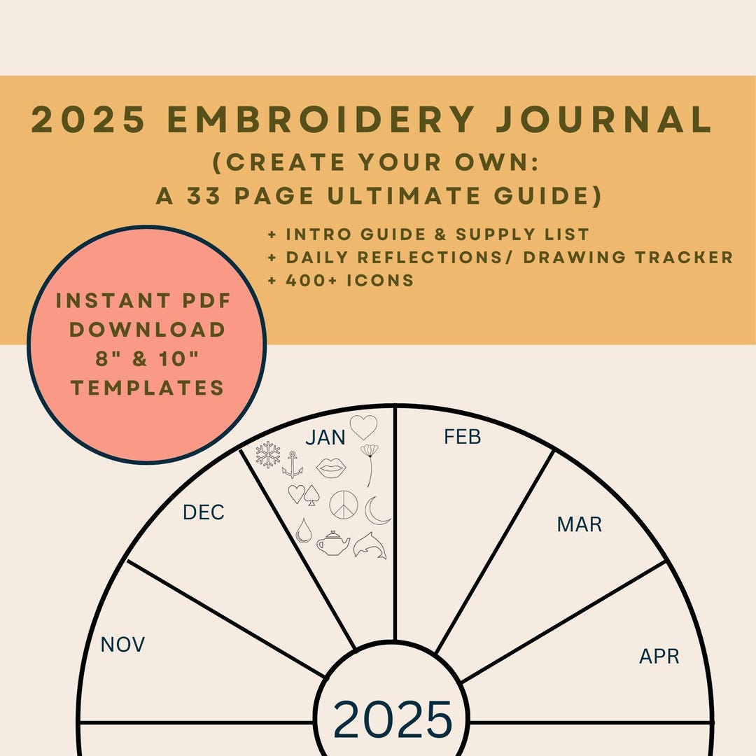 2025 Embroidery Journal Template: Daily Reflections & 300+ Icons (PDF Download) - Etsy