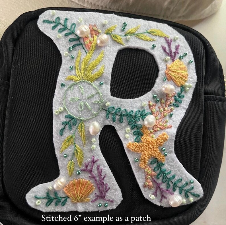 Mermaid Letter C Hand Embroidery Pattern: Sea Theme (digital Download ...