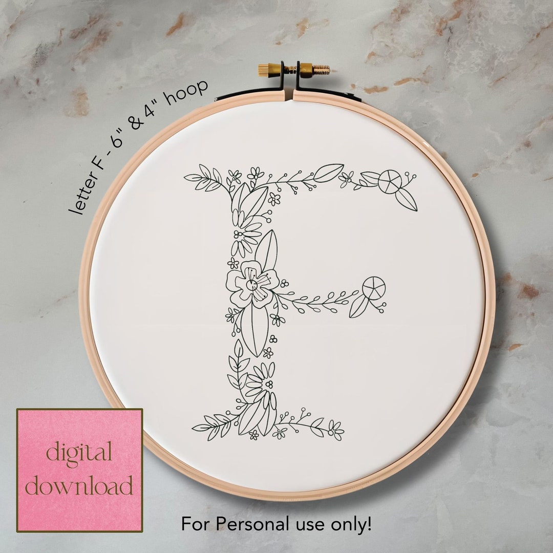 Floral Letter F Embroidery Pattern: Whimsical Design (digital Download ...