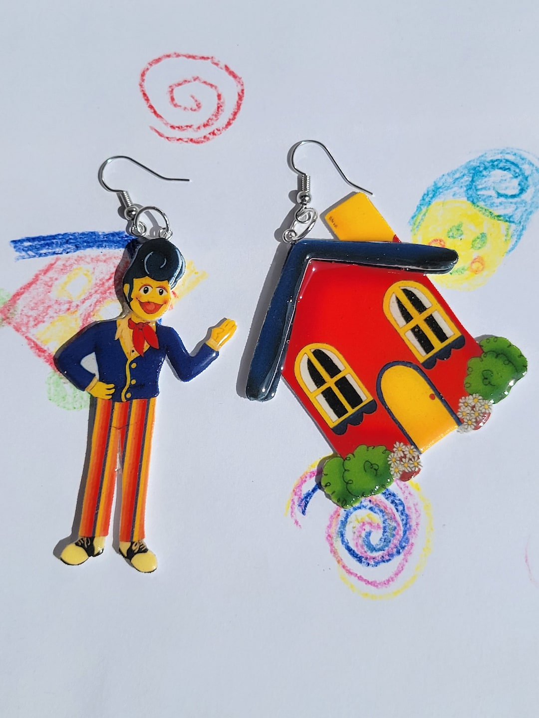 Puppet and House Earrings - Etsy