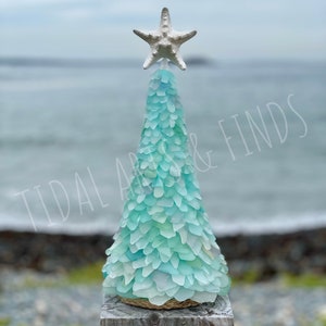 12'' Light Aqua Sea Glass Holiday Tree © Sea Glass Christmas Tree - Etsy