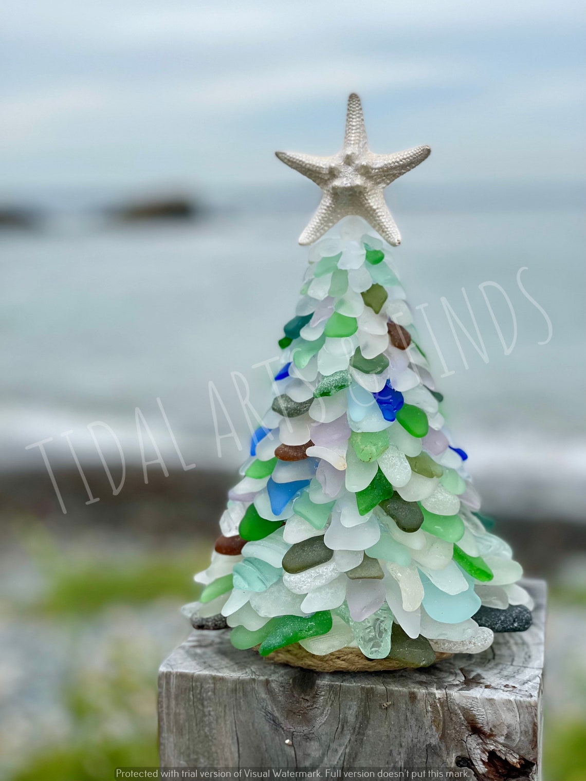 8'' Multi-color Sea Glass Tree © Sea Glass Christmas Tree - Etsy
