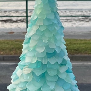 12'' Light Aqua Sea Glass Holiday Tree © Sea Glass Christmas Tree - Etsy