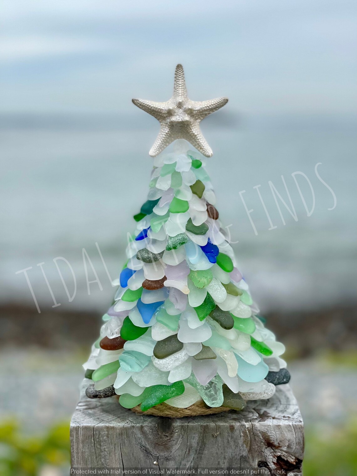 8'' Multi-color Sea Glass Tree © Sea Glass Christmas - Etsy