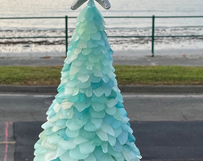 12'' Light Aqua Sea Glass Holiday Tree © Sea Glass Christmas Tree - Etsy