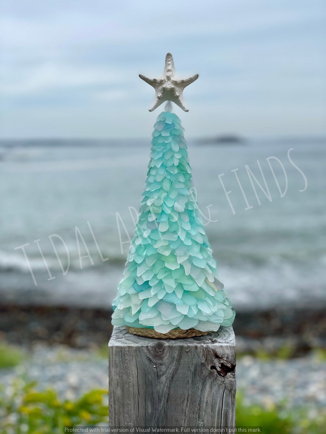 12'' Light Aqua Sea Glass Holiday Tree © Sea Glass Christmas Tree - Etsy