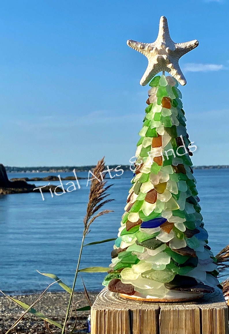 12'' Multi-colored Genuine Sea Glass Holiday Tree © | Etsy