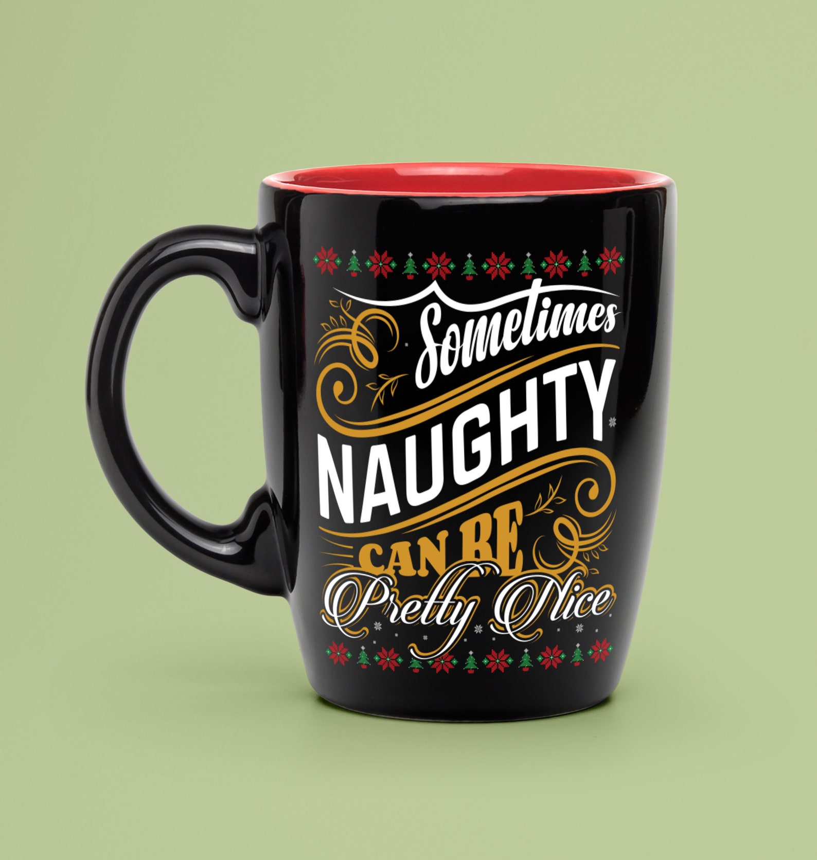 Funny Christmas Mug Naughty Or Nice Coffee Cup Fun Holiday Etsy