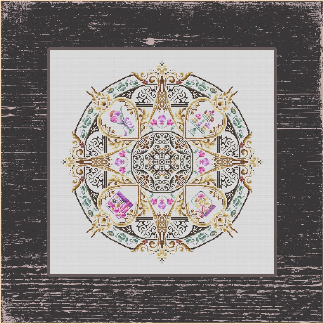 Mandala Sweets Cross Stitch Chart - Colorful Dessert Cross Stitch ...