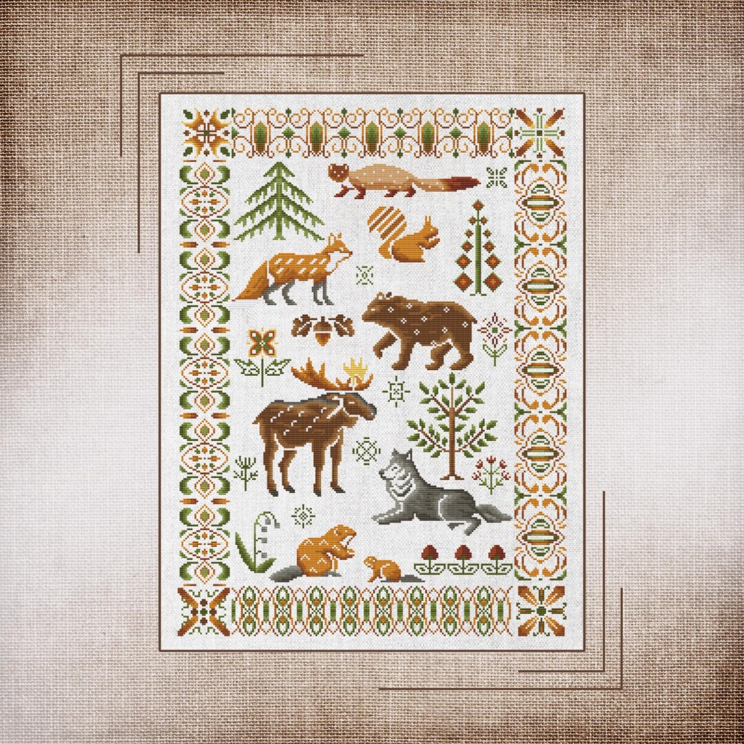 Nature's Harmony: Forest Animals Cross Stitch Design - DIY Crafting ...