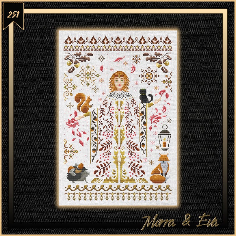 Flora and Fauna Cross-stitch Chart for Home Decor, Enchanting Autumn ...