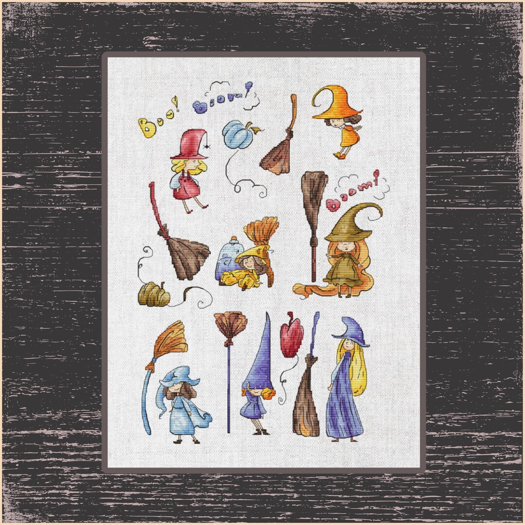 Rainbow Witches Cross Stitch Pattern - Halloween Enchantment DIY ...