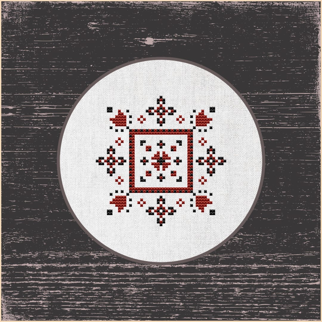 Vintage-style Ukrainian Poppy Cross-stitch Design - DIY Embroidery ...