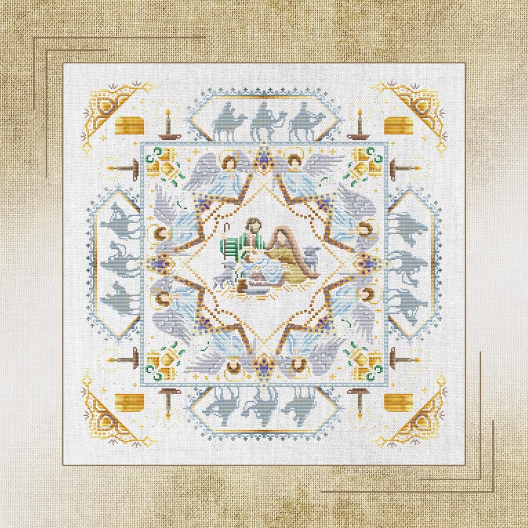 Holy Family Cross-stitch Pattern | Nativity With Angels | Christmas ...