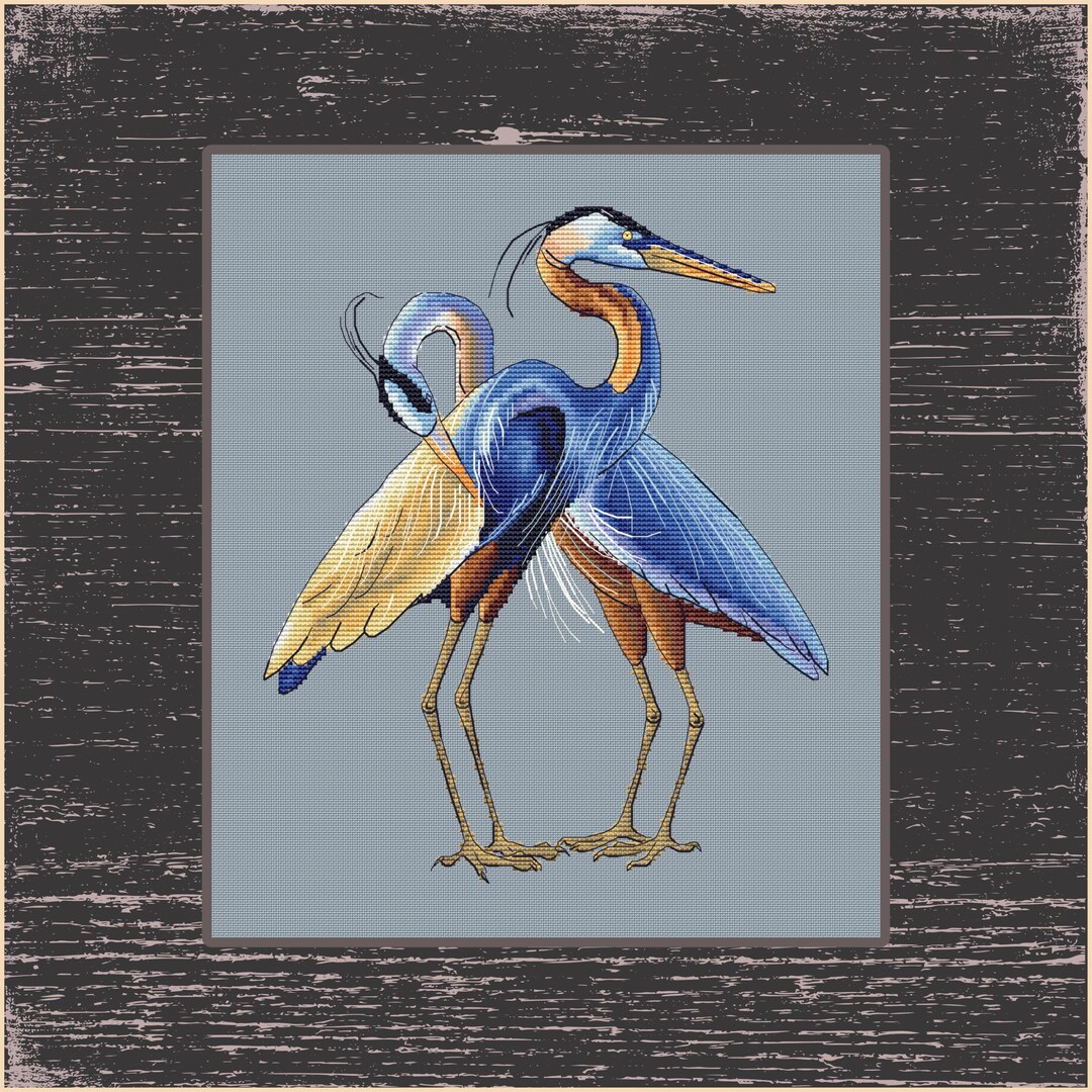 Grace in Feathers: Blue Herons Love Story Cross Stitch Chart, Waltz of ...