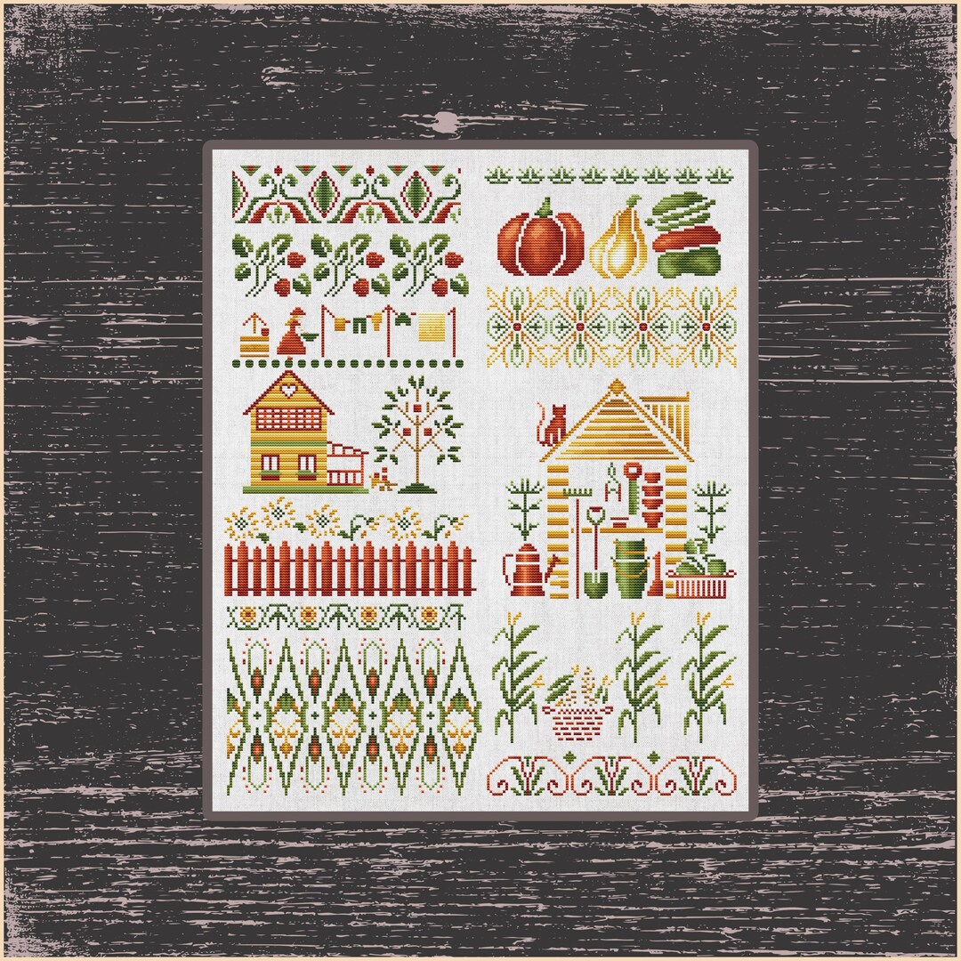 Harvest Haven: Cross-stitch Pattern With Farmhouse and Florals ...