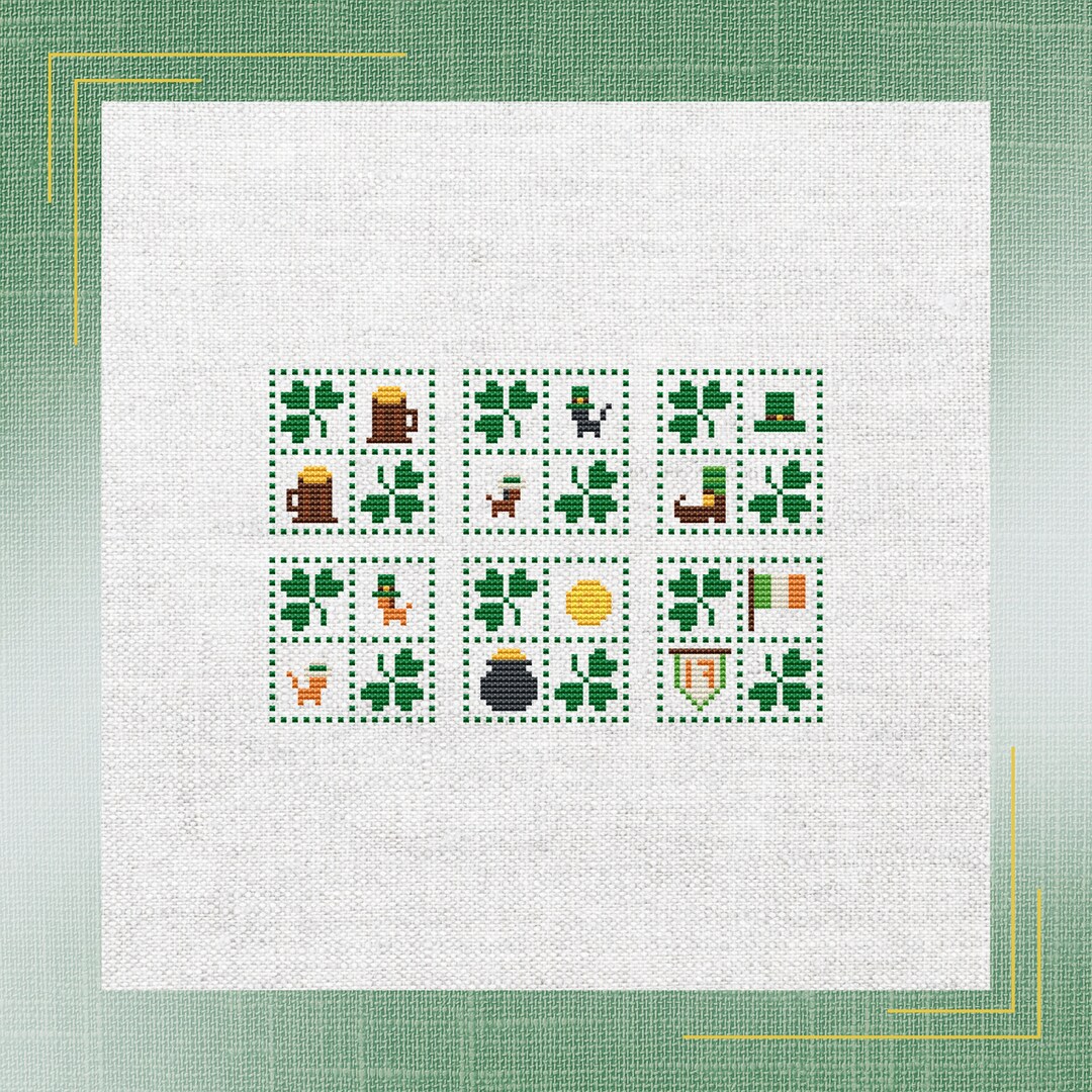 St. Patrick’s Day Cross-stitch Pattern Set - Festive Irish Embroidery ...