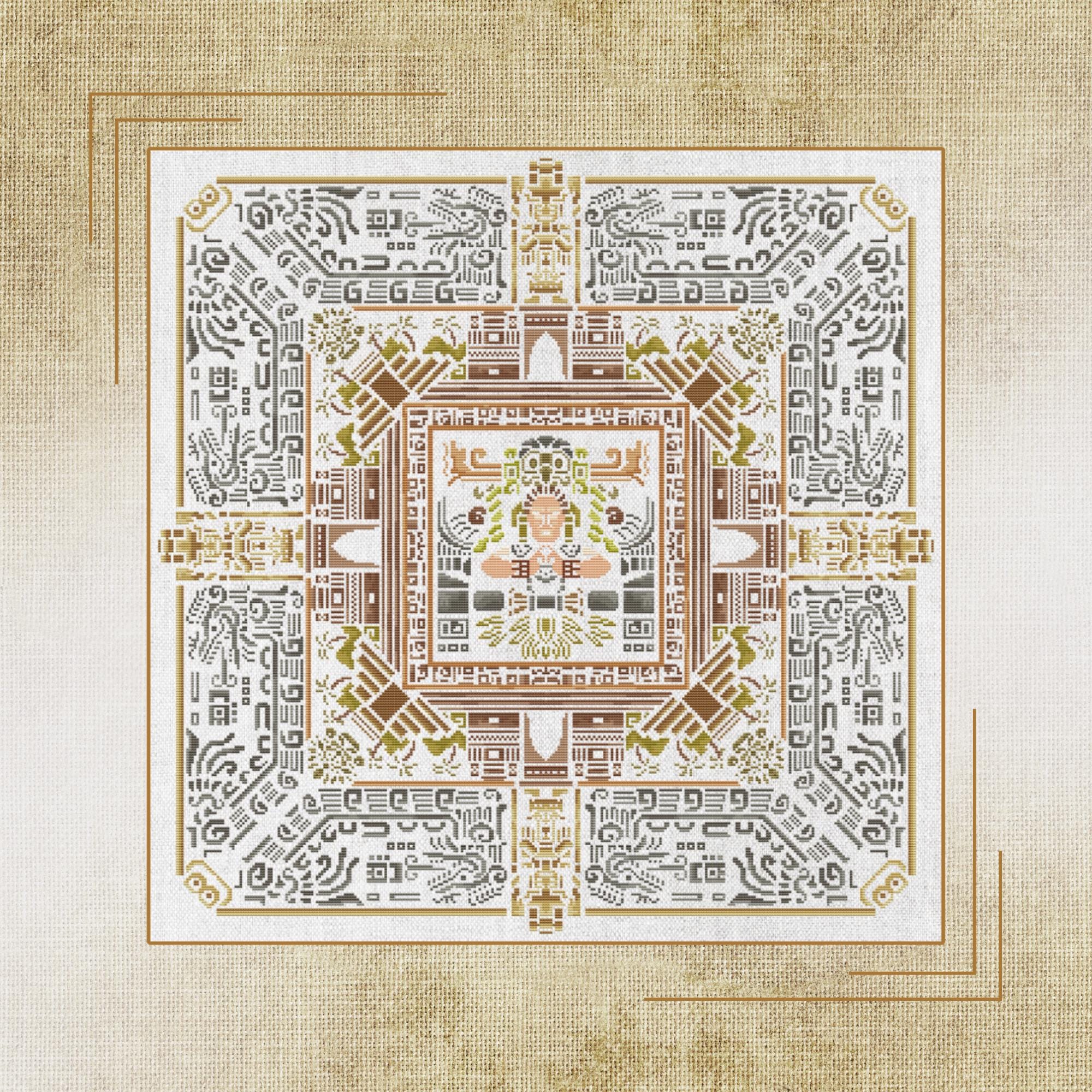 Mayan Mandala Cross Stitch Pattern Intricate Symmetrical Design for ...