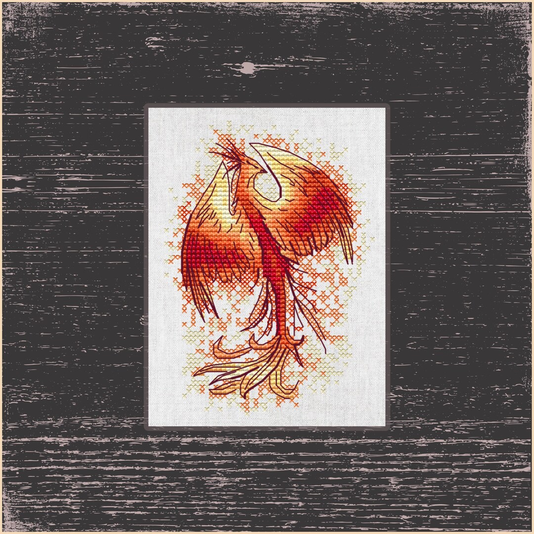 Mythical Phoenix Cross Stitch Pattern - Vibrant DIY Embroidery Design ...