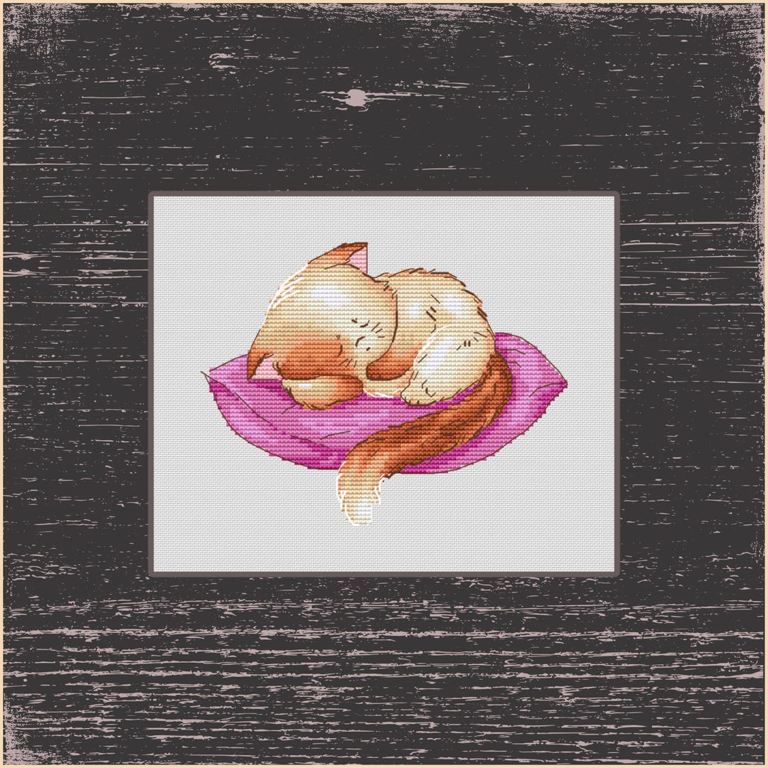 Ginger Kitten Cross Stitch Pattern for Cozy Nap Time, Sweet Dreams ...