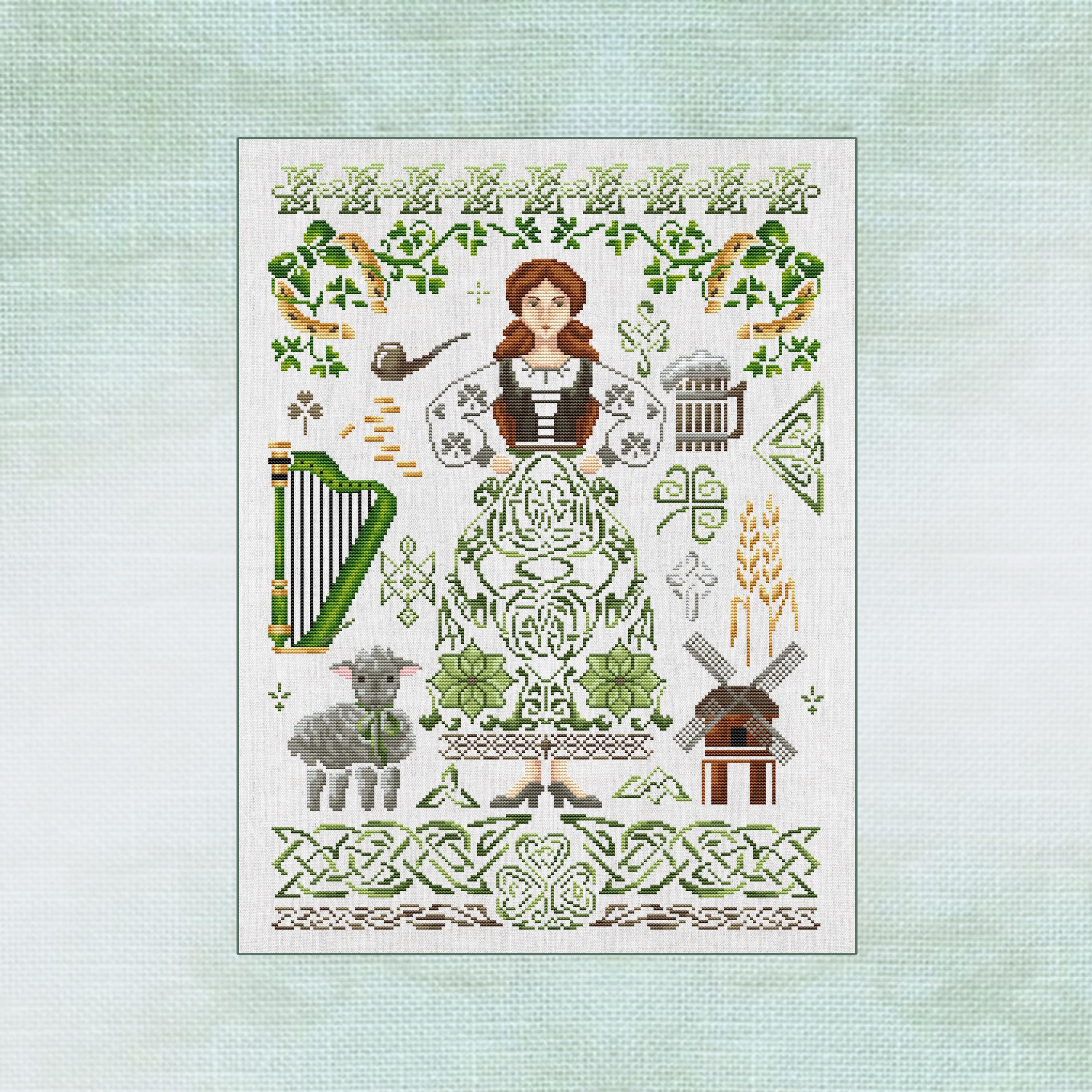 Irish Celtic Cross-stitch Pattern Sampler - Saint Patrick's Day, Celtic ...