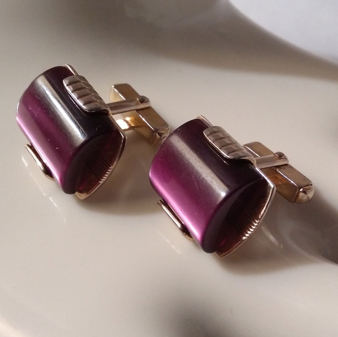 Vintage ANSON Mid Century Modern Gold Tone Lucite Cufflinks - Etsy