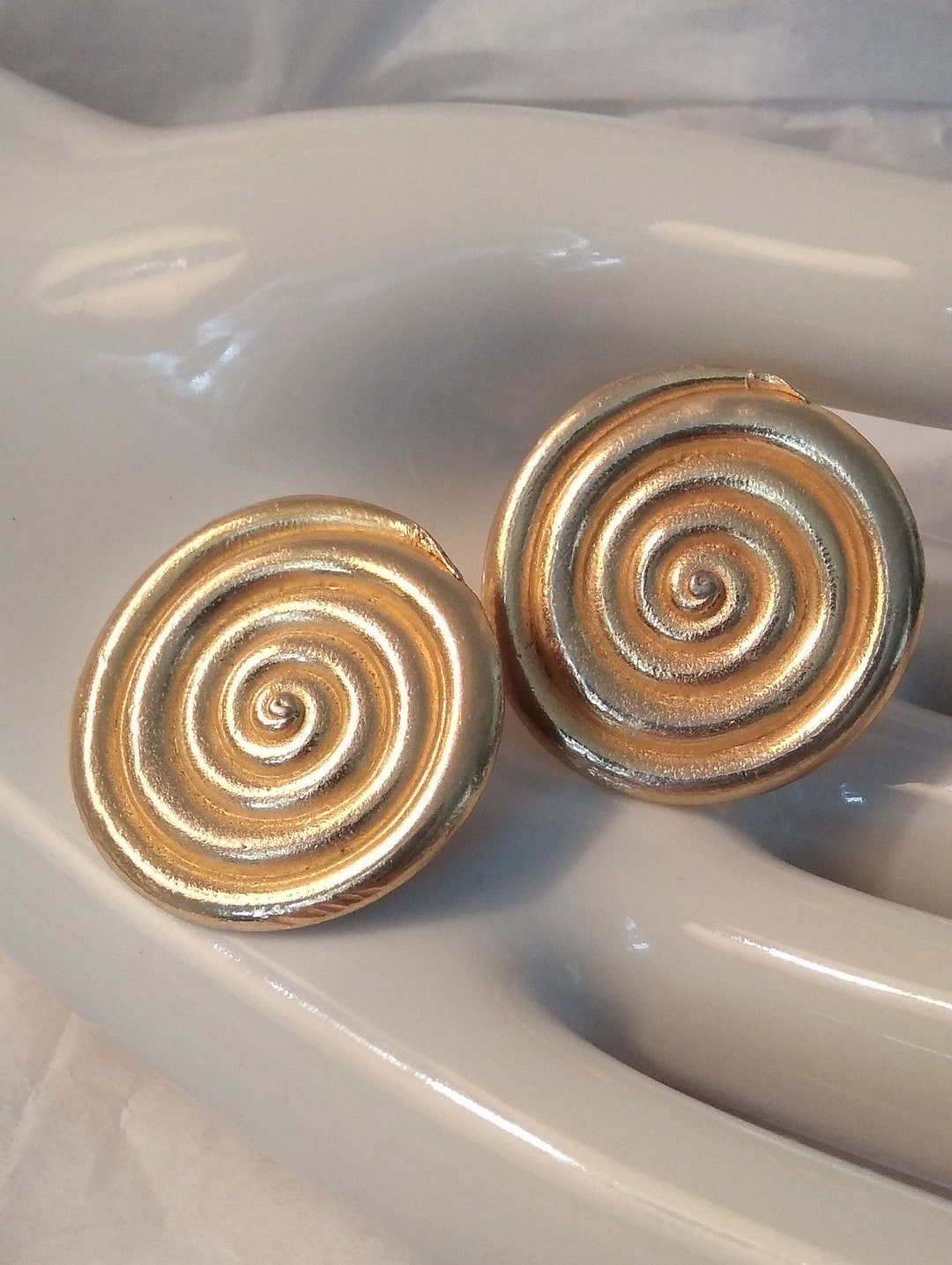 RARE 1980s Vintage Maria Snyder Modernist 24k Gold-plated Sculpted Clip ...