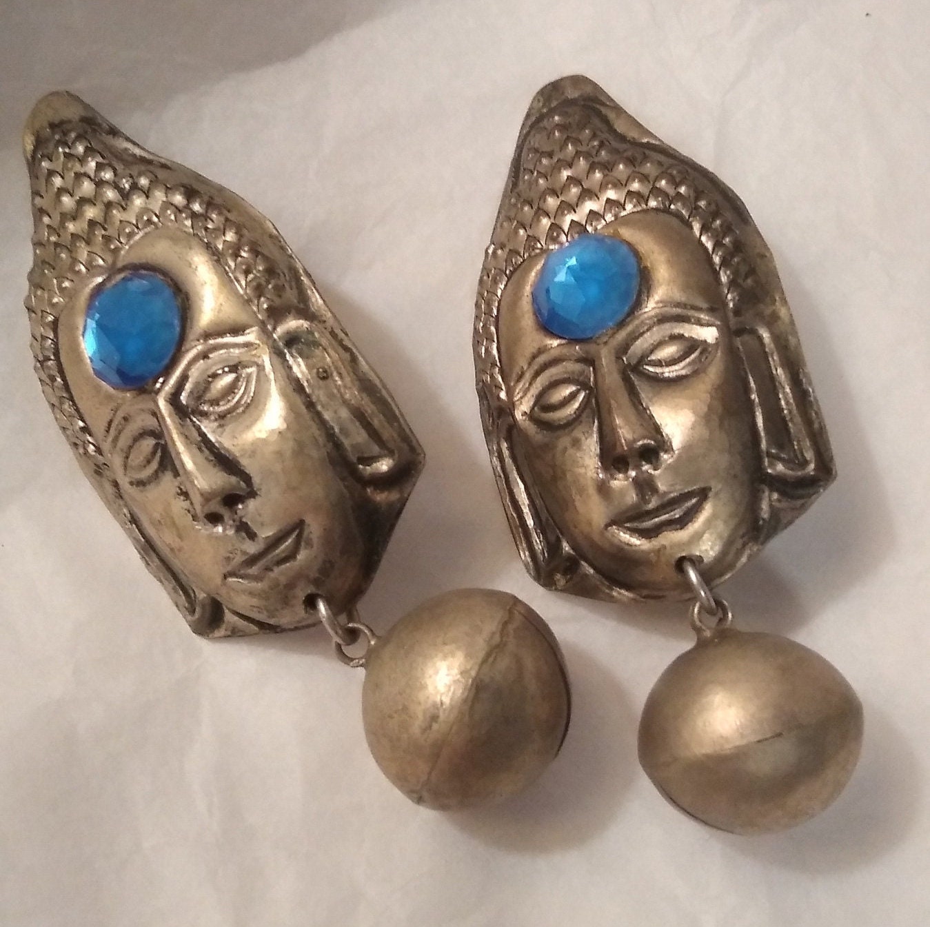 1980's Vintage Jon Michaels Buddha Face Clip-on Earrings - Etsy