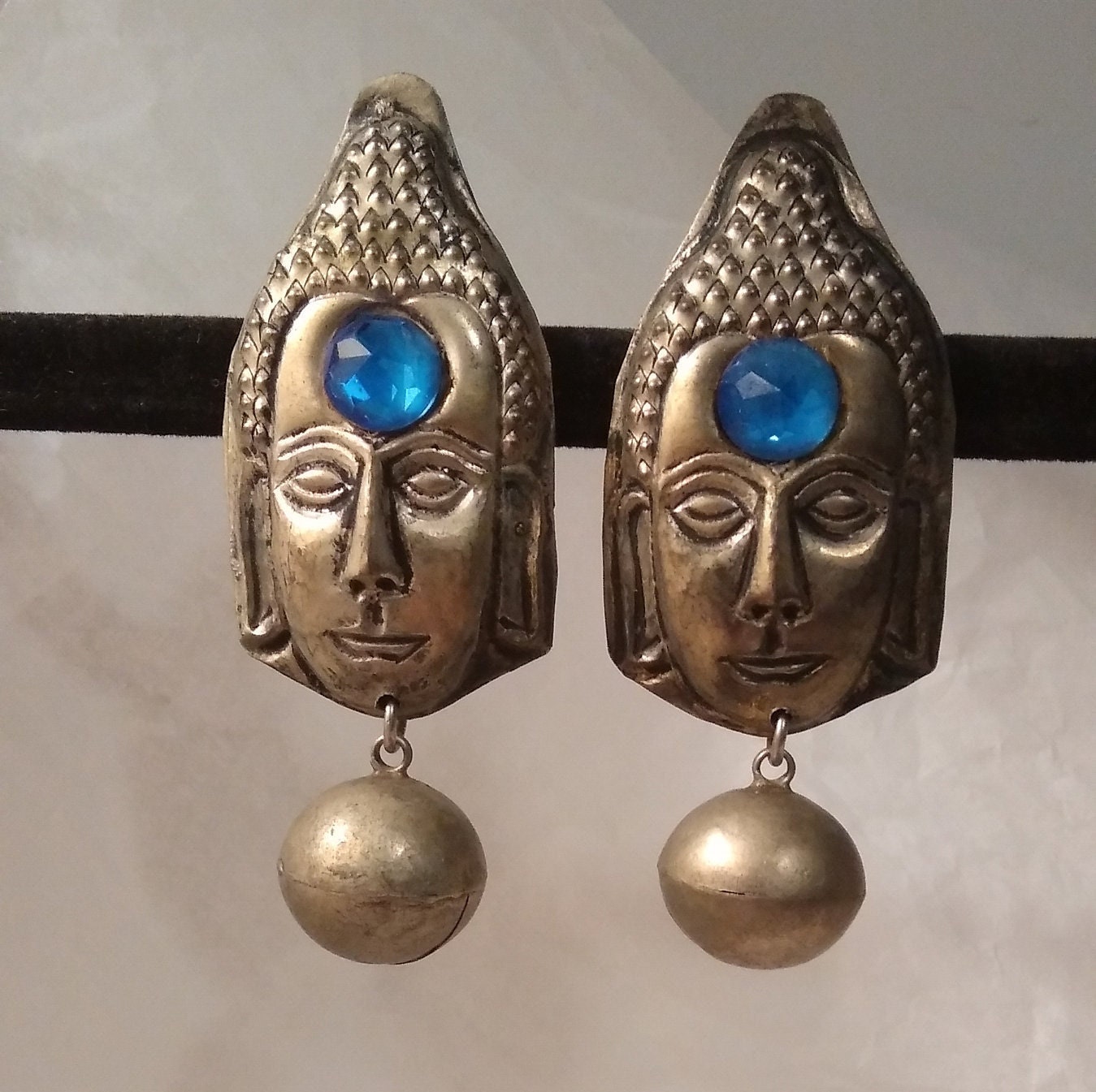 1980's Vintage Jon Michaels Buddha Face Clip-on Earrings - Etsy
