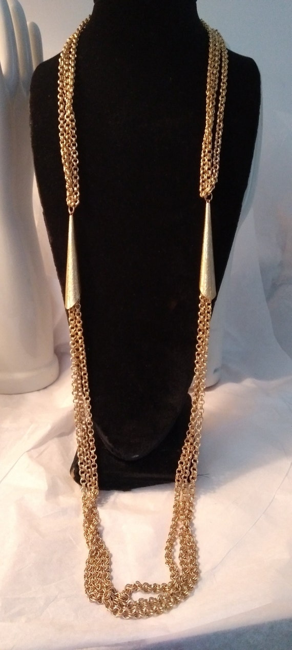 Vintage Early 1980s Gold Tone 47" Chain Necklace with… - Gem