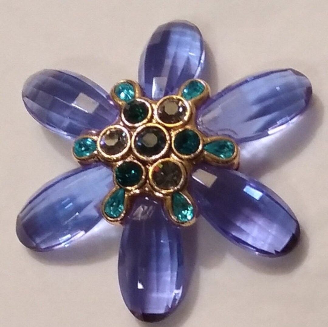 Vintage Lee Angel Blue Flower Brooch - Etsy