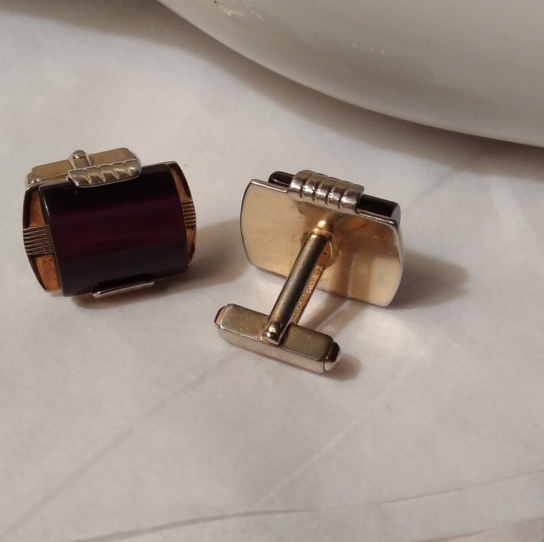 Vintage ANSON Mid Century Modern Gold Tone Lucite Cufflinks - Etsy