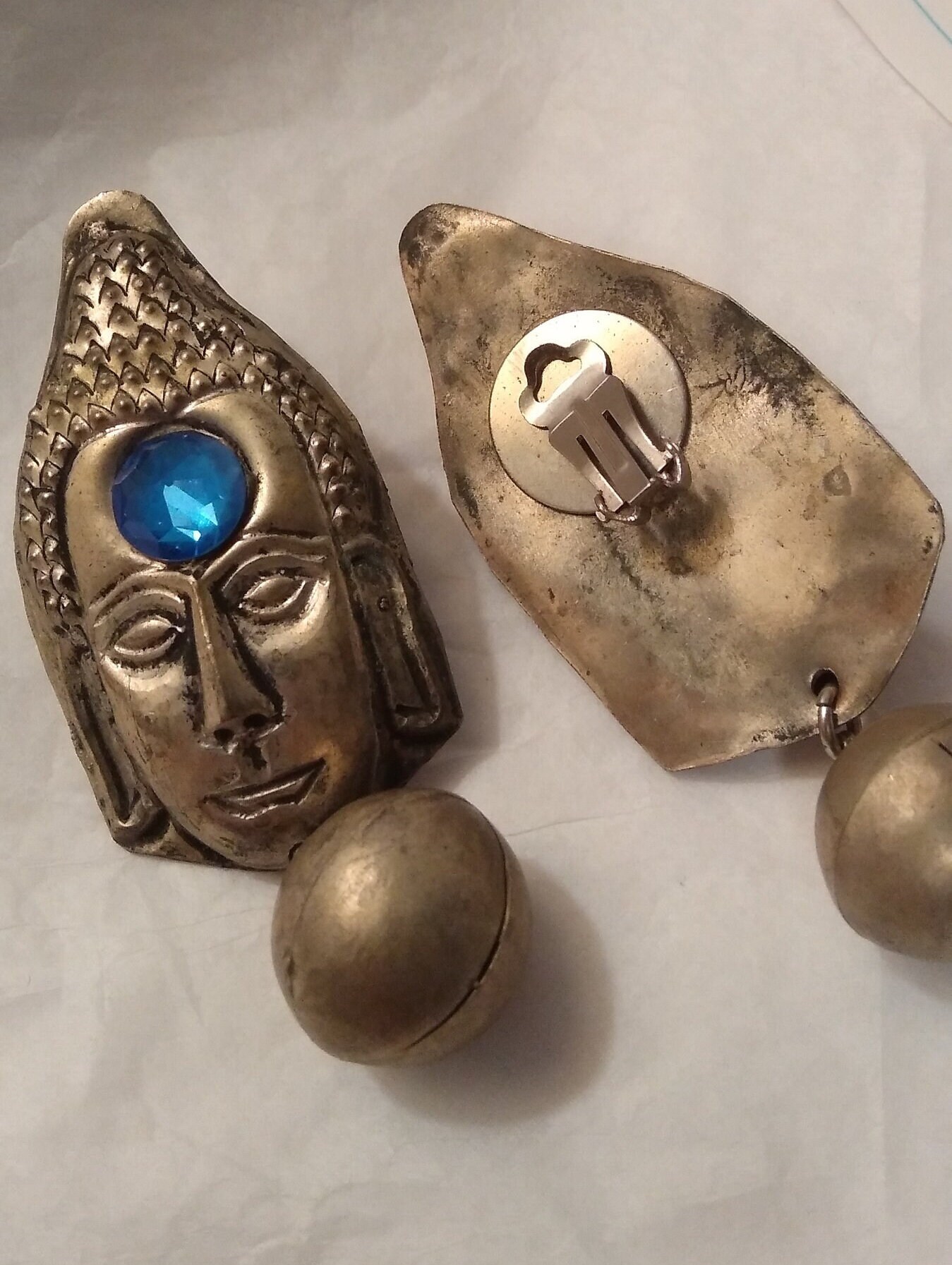 1980's Vintage Jon Michaels Buddha Face Clip-on Earrings - Etsy