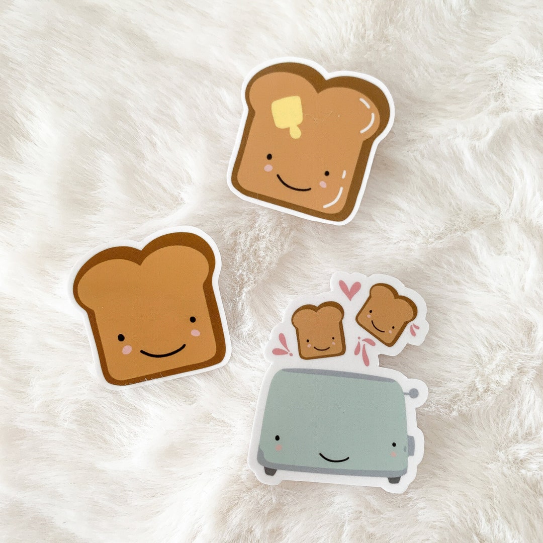 Toast Bread Buttered Loaf Carbs Sticker Cute - Vinyl Laptop Water ...