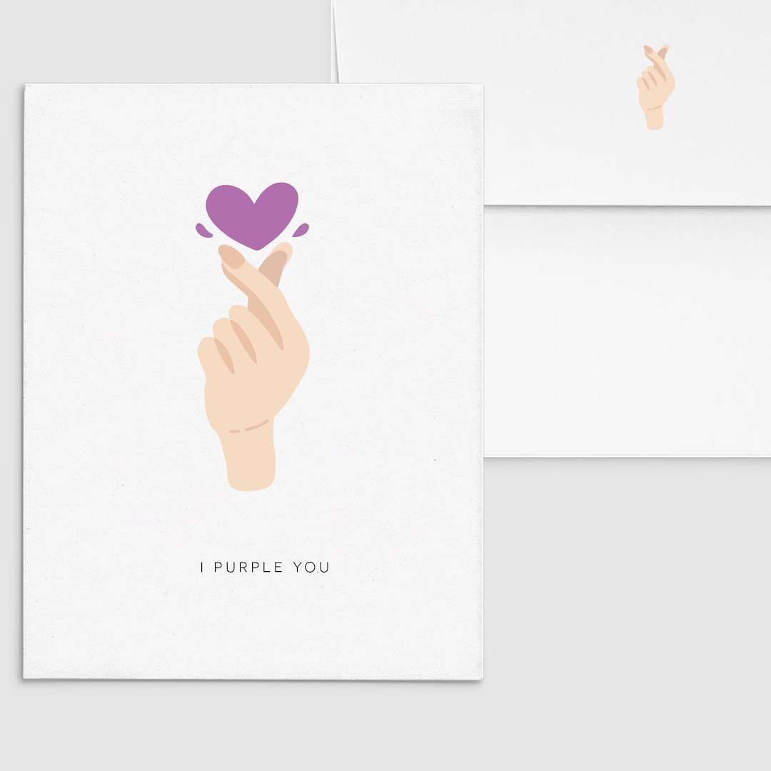 BTS I Purple You I Love You Korean Heart Greeting Card Punny Greeting ...