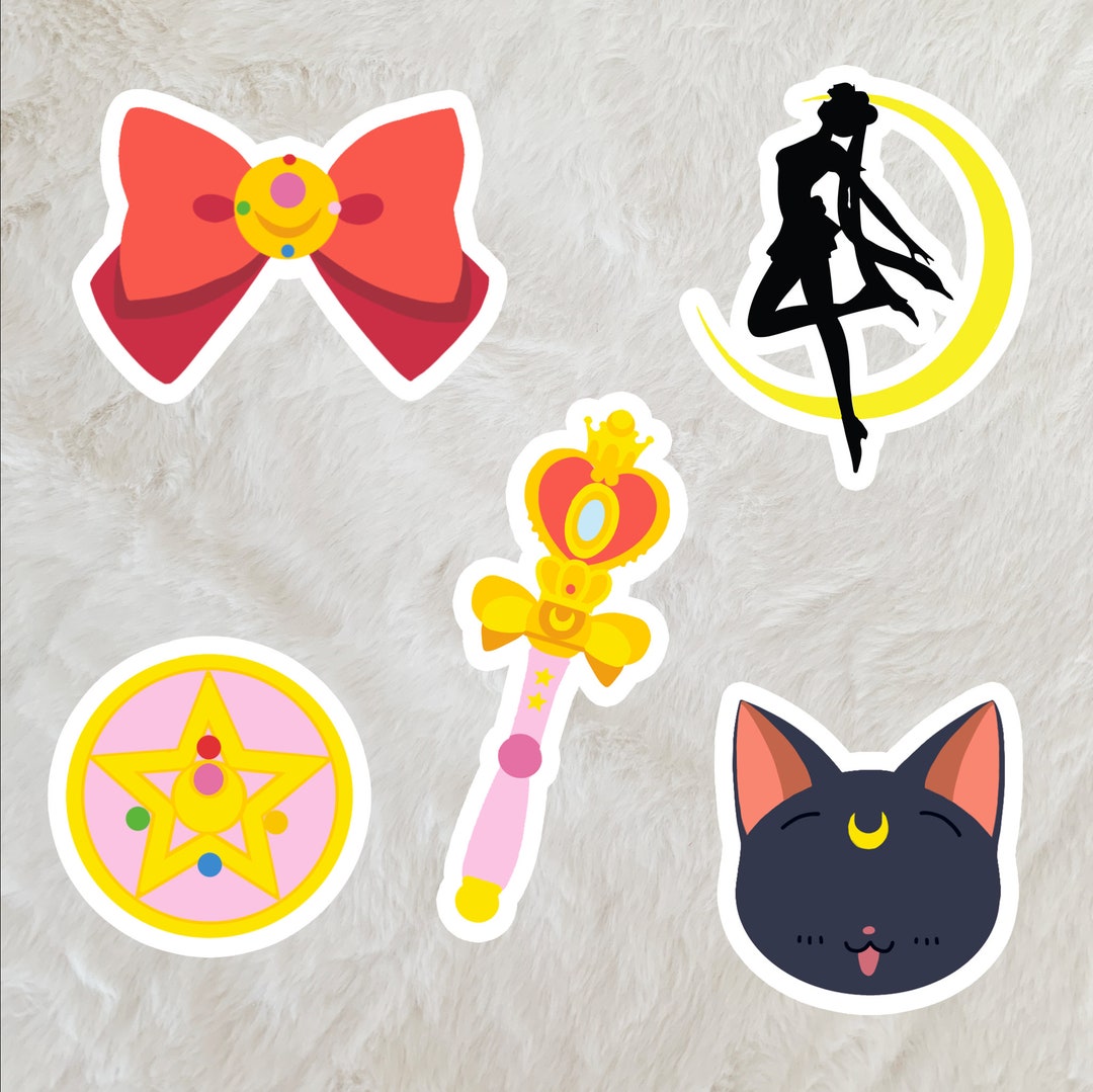 Sailor Moon Sticker Pack 5 Vinyl Laptop Water Bottle Notebook Journal ...