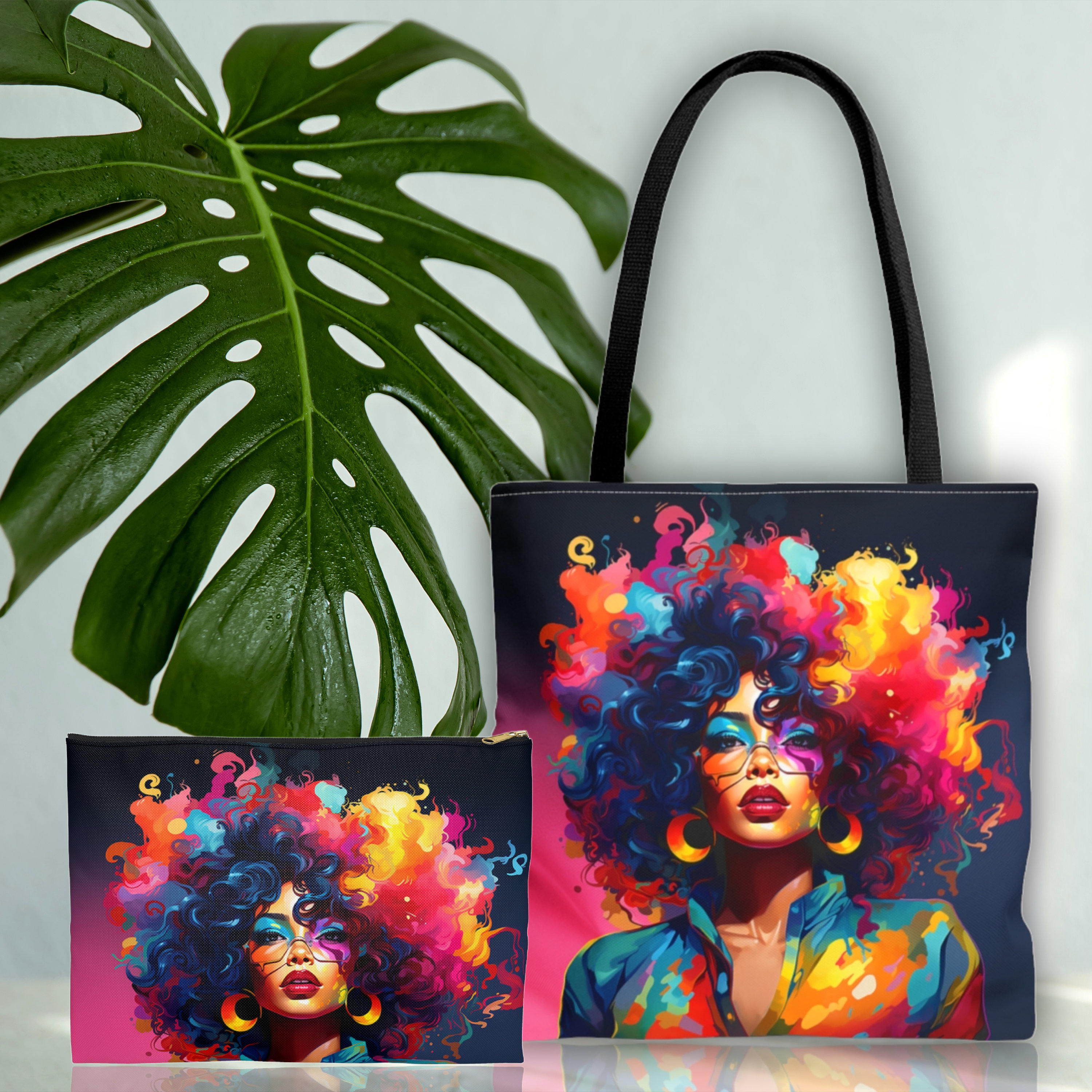 Rainbow Diva Tote Bag: African American Art, Black Girl Travel Pouch - Etsy