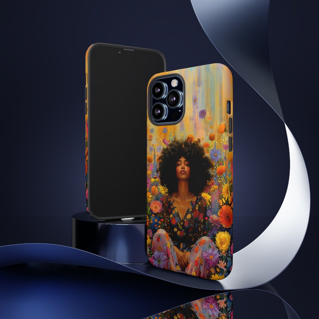 Floral African American Woman Phone Case: Iphone, Galaxy, Pixel - Etsy