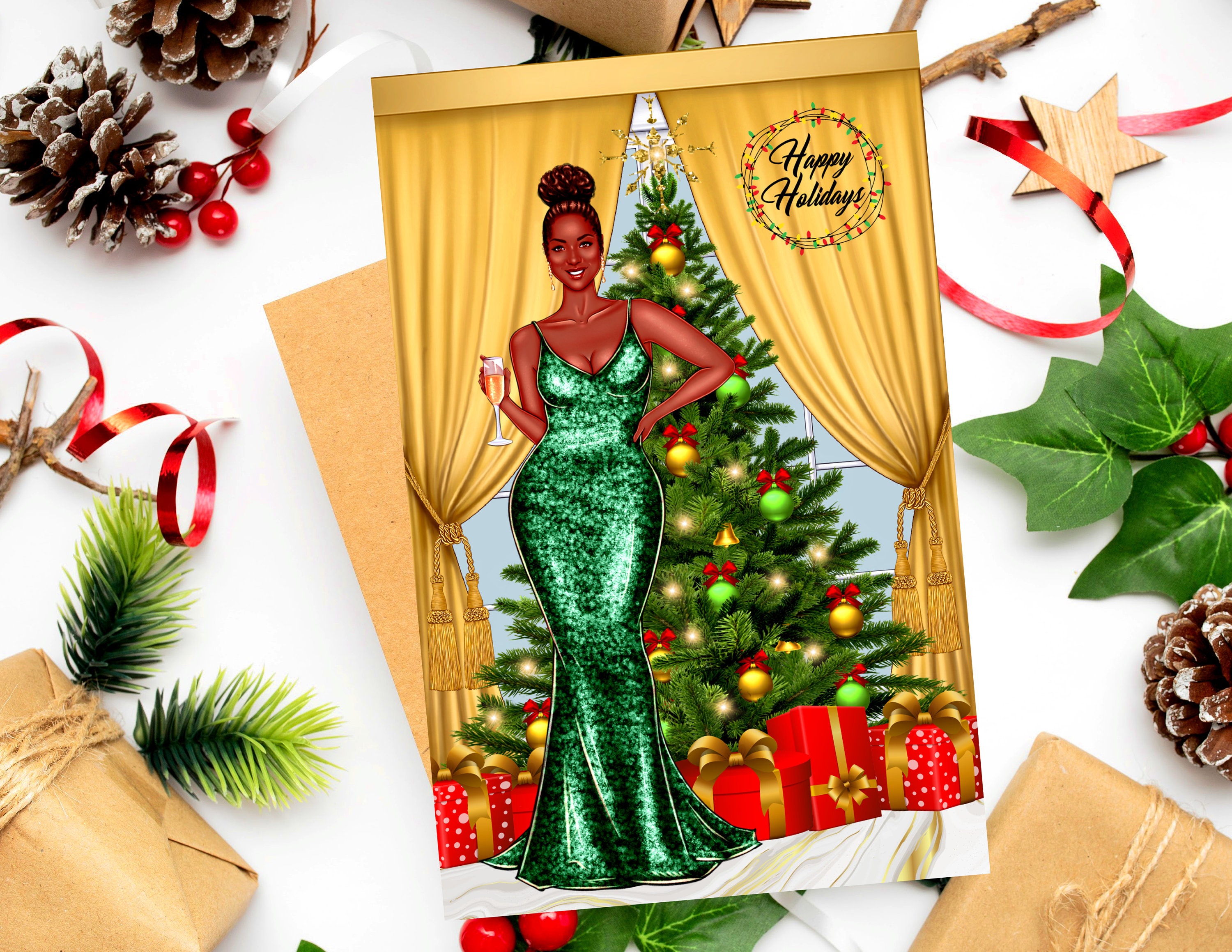 Black Christmas Cards African American Greeting Cards - Etsy