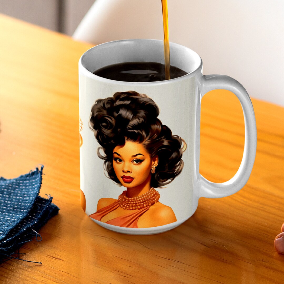African American Vintage Mug 15oz, Black Girl Mugs, Gift for Black ...