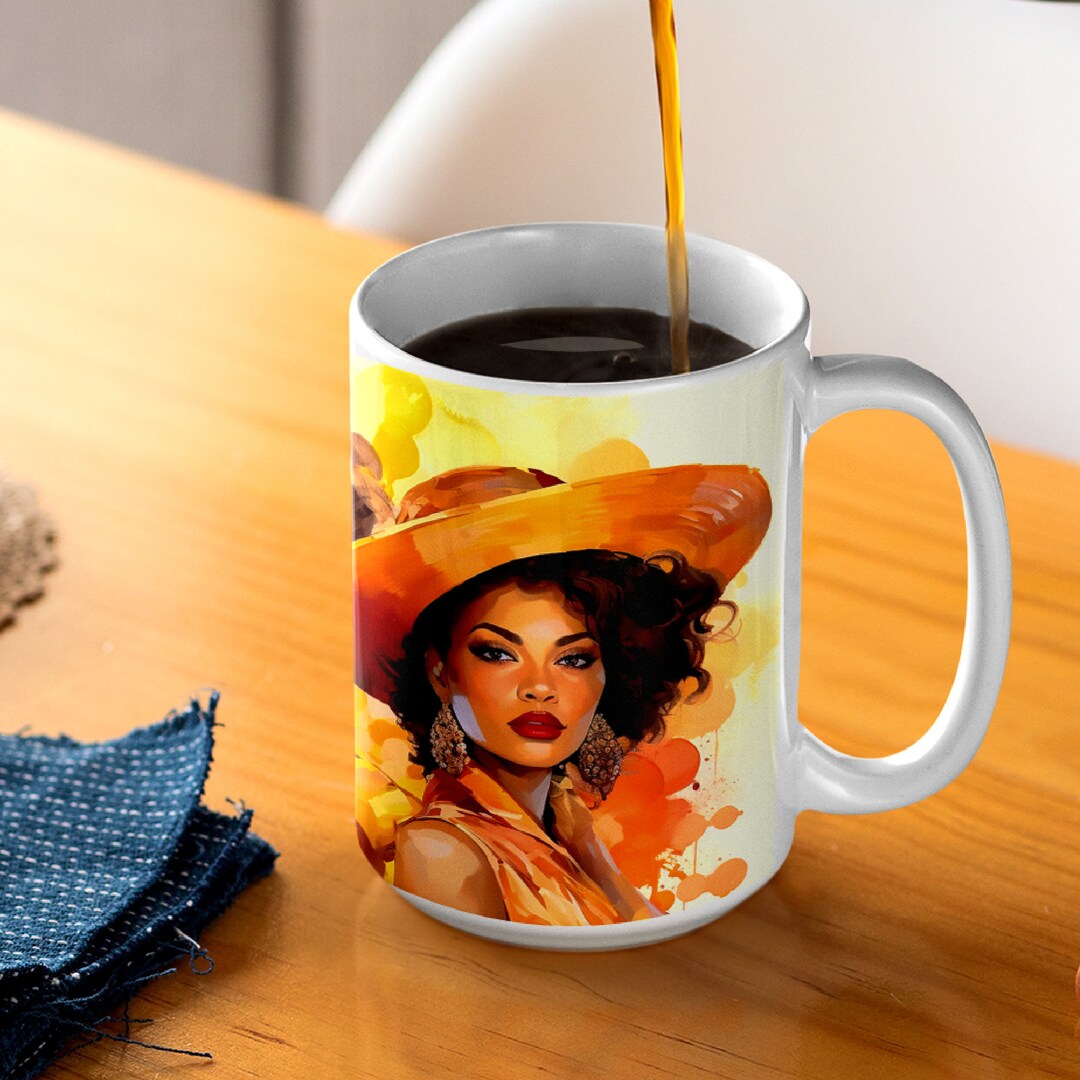 Elegant Lady Mug 15oz, African American Mugs, Gift for Black Women ...