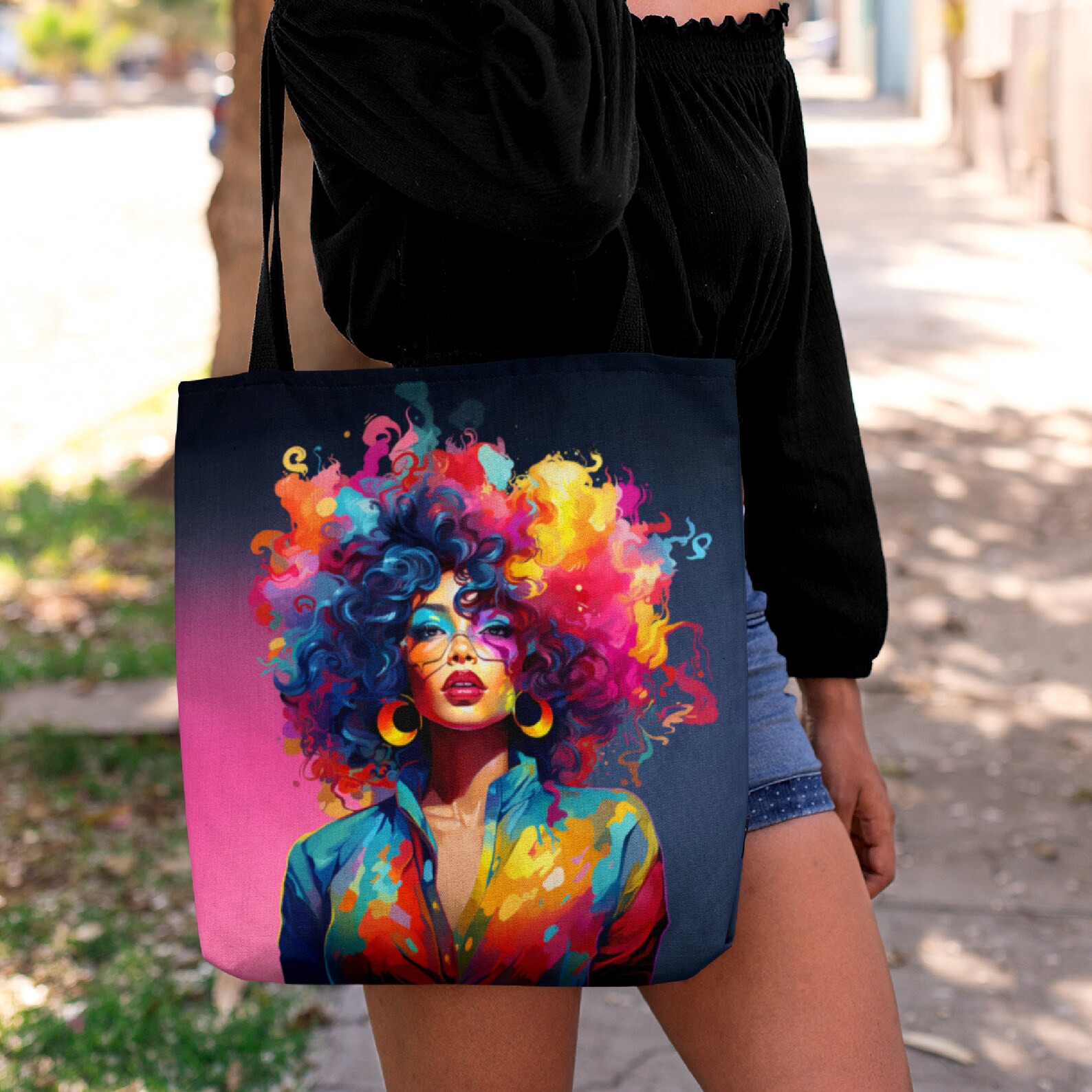 Rainbow Diva Tote Bag: African American Art, Black Girl Travel Pouch - Etsy