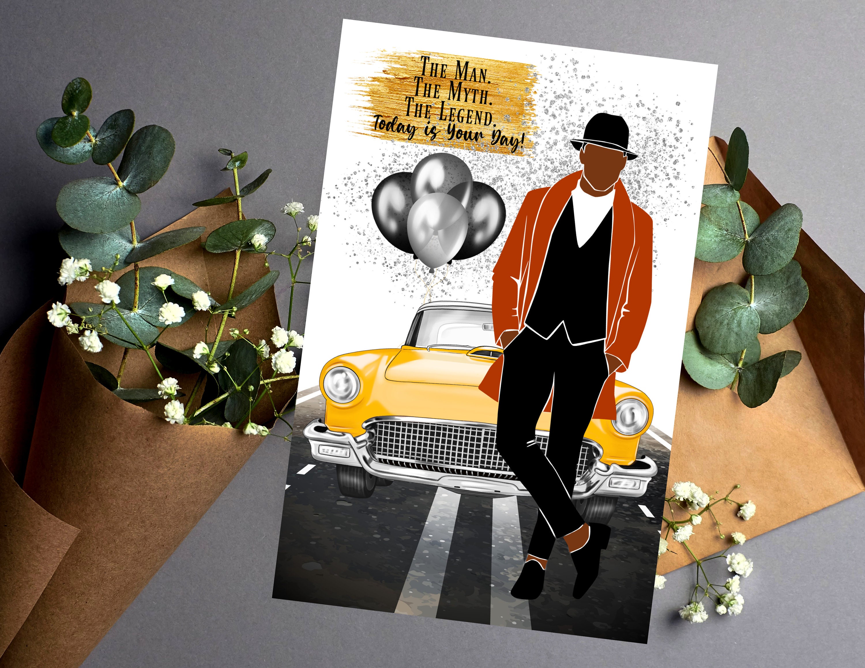 Stylish Black Man Birthday Card: Melanin Greeting Card - Etsy